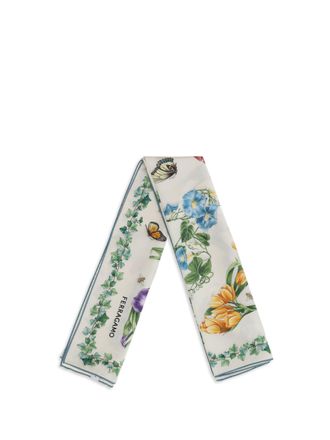 Ferragamo Womens Eden Print Silk Scarf Avorio-Azzurro Avorio/azzurro Scarfs