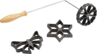 Westmark Moules &agrave; Gaufres, 3 Motifs, Avec Livre de Recettes, Taille des Moules : 7 - 9 cm, Acier/Bois, Argent/Brun Clair, 32242260
