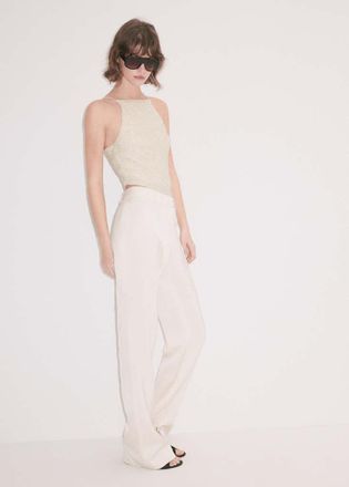 Mango Top maille paillettes &eacute;cru - Femme - S - MANGO