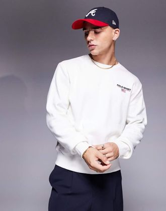 Polo Ralph Lauren Sports Capsule - Sweatshirt in Cremewei&szlig; mit Rundhalsausschnitt und Logo