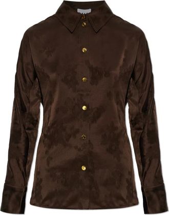 Ganni Femme, Blouses et Chemises, Brun, Taille: 38 FR Chemise &agrave; nouer &agrave; la taille
