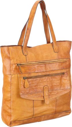 Pieces Tara Shop Leather Bag 17043175, Damen Shopper, Braun (Cognac), 36x38x11 cm (B x H x T)