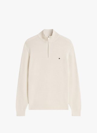 Tommy Hilfiger Pull droit &agrave; col zipp&eacute; en coton