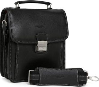 Pellet Paris - Baisenville - pour Homme - Collection Confort - Noir - en Cuir de Vachette grainé - Sacoche Homme bandouliere Cuir - Sac bandouliere Homme Cui