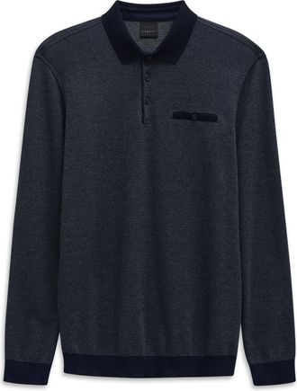 Bugatti Herren Polo Shirt Langarm 8131-85082D Modern Fit Kurze Knopfleiste Brusttasche ideal f&uuml;r B&uuml;ro Freizeit Alltag