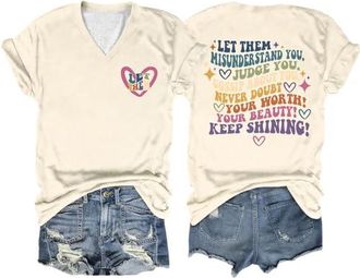 Generic T-shirt ample pour femme avec inscription &laquo; Going Out Let Them Misunderstand You &raquo; - Lettre d&eacute;t&eacute; - Coupe ample - Col en V - D&eacute;contract&eacute; - Tendance - G