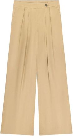 Dries Van Noten Femme, Pantalons, Beige, Taille: 40 FR Pantalon Pliss&eacute; Beige avec Fermeture Boutonn&eacute;e