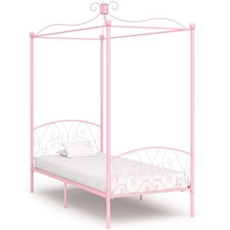 vidaXL Himmelbett-Gestell Rosa Metall 100 x 200 cm vidaXL