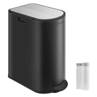 Songmics Songmics - Poubelle de Cuisine Double, 30L et 20L, Poubelle Mince 2 Compartiments pour Tri et Recyclage des Déchets, avec Pédale et Couvercles Ailes