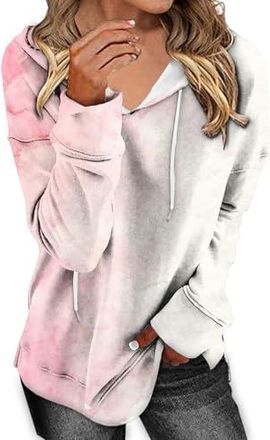 Generic Sweat à capuche camouflage pour femme, grande taille, décontracté, quotidien, avec poches, grandes chemises à manches longues pour femmes, rose, XXL