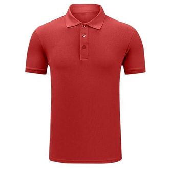 Generic Polos de couleur unie pour homme - T-shirts &agrave; manches courtes - Col boutonn&eacute; - Hauts de golf d&eacute;contract&eacute;s - Blouses athl&eacute;tiques, Polos rouges pour hom