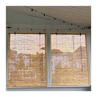 Generic Schilf Vorh&auml;Nge Vintage Strohschirme Terrassen-Sonnenrollos Straw Curtains Sonnenschutz Bel&uuml;ftung f&uuml;r Garten Balkon K&uuml;che(80W x 84H in)