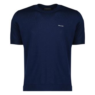 Prada Baumwollpullover mit Rundhalsausschnitt - - Knitwear - Herren - Blau - XL