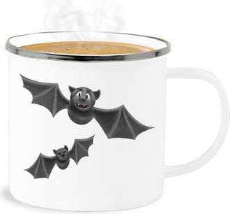 Shirtracer Emaille Becher Blechbecher - Halloween - Tassen - Fledermäuse I Fledermaus I Flattermaus - 300 ml - Weiß Silber - tasse haloween outfits tier hellowee