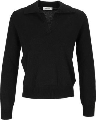 KANGRA Polo regular langarm offen - - Knitwear - Damen - Schwarzk - M