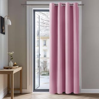 Deconovo Rideaux Occultants Isolant Thermique Anti Froid, 140x180 CM (Largeur x Hauteur), Rideaux pour Chambre Fille, Design Moderne &agrave; Oeillets, Rose, 1Pi&egrave;ces