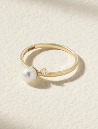 Mizuki Ring Aus 14 Karat Gold Mit Perle Und Diamant