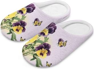 Coloranimal Pantoufles dint&eacute;rieur r&eacute;utilisables en coton pour femme - Pour chambre dinvit&eacute;s - Chaussures dint&eacute;rieur tendance &agrave; bout ferm&eacute;, Pens&eacute;e vintage, 35.5/36