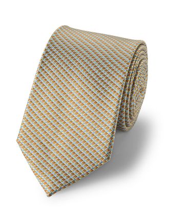 CHARLES TYRWHITT Krawatte aus Seide mit dezentem Muster - Gold & Blau