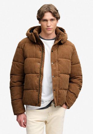Superdry Steppjacke PREMIUM HOOD CORD PUFFER JKT Kunstfaser, relaxed fit