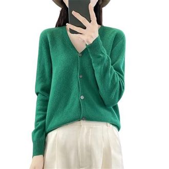 Generic Pull dhiver en % laine m&eacute;rinos pour femme - Col rond - Solide - D&eacute;contract&eacute; - Cachemire - Doux, vert, Taille XL