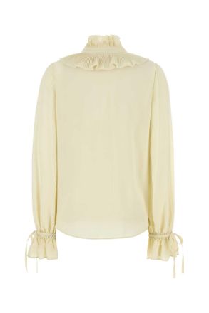 Valentino Garavani Womens Cream Crepe Shirt Panna Exterior: Silk Camicie