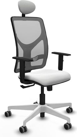 Piqueras y Crespo B&uuml;rostuhl mit 1D-Armlehnen, h&ouml;henverstellbare Lendenwirbelst&uuml;tze und festes Kopfteil, ausgestattet mit 3 Positionen und Schneideschaum, Grau/Wei&szlig;