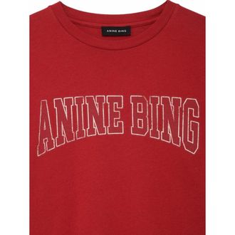 Anine Bing Cropped Cotton T-Shirt - Red