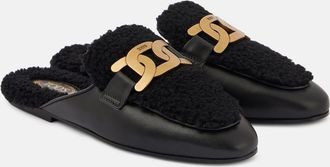 Tod's Slippers Catena aus Shearling und Leder