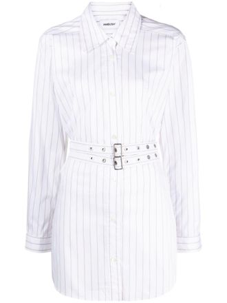 AMBUSH Gestreiftes Hemdkleid - Weiß
