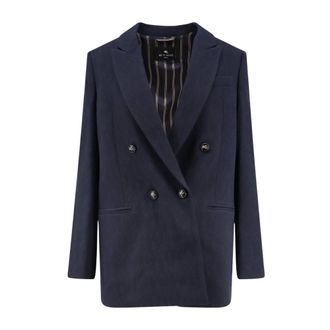 Etro Blazer en Laine Stretch Double Boutonnage - Femme - Vestes - Bleu - Taille: 40 FR
