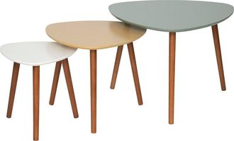 PEGANE Pegane - Lot de 3 tables café gigognes multicolore