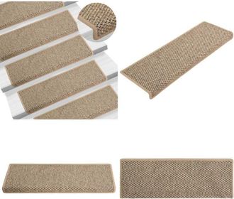 vidaXL Treppenmatten Selbstklebend Sisal 15 Stk. 65x21x4cm Dunkelbeige - Treppenmatten - Teppiche F&uuml;r Treppen - Stufenmatte - Sisal Look - Antirutsch - Home