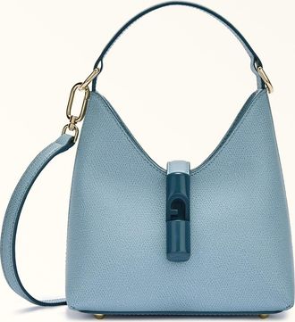 Furla Iride Mini-tasche M Carta Da Zucchero Blau Strukturiertes Leder Damen