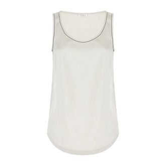 Brunello Cucinelli Verzierter Satin-Top - - Tops - Damen - Beige - XL