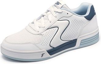 Skechers Homme Viper Court Classic Basket, White Leather/Synthetic/Textile/Blue Trim, 42.5 EU