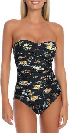 Relleciga Classic Maillot de Bain Une pi&egrave;ce, Noir/Jaune Floral, M Femme