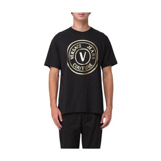Versace Jeans Couture Baumwoll-T-Shirt mit Grafikprint - - Tops - Herren - Schwarzk - XL