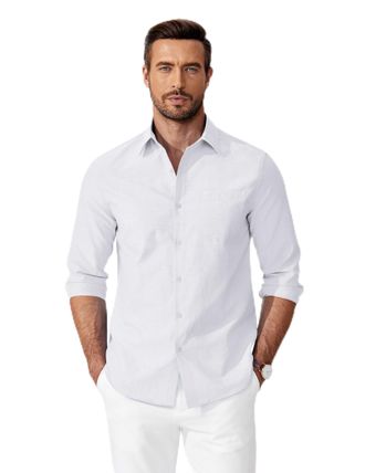 Coofandy Herren Langarm Hemden Wei&szlig; 3XL