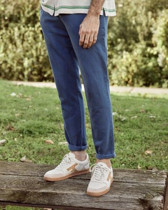 Faguo Pantalon en lin bleu marine