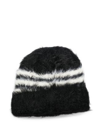 Yohji Yamamoto Logo-Embroidered Striped Knit Beanie - Black