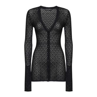 Dolce & Gabbana Spitzen-Strickjacke - - Knitwear - Damen - Schwarzk - S