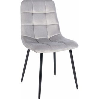 Clp Chaise de salle &agrave; manger Antibes en Velours avec Pieds en m&eacute;tal noir Gris
