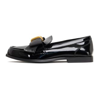 Cesare Gaspari Elegante Loafer mit goldener Schleife Dorothy - Lack Schwarz - - Shoes - Damen - Schwarzk - 40 EU