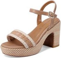 Queen Helena Sandales avec plateau &agrave; talons larges ZM11050, Camel, 38 EU