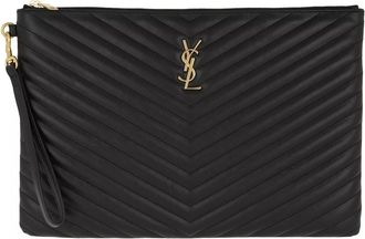 Saint Laurent Clutches - Monogramme Matelass&eacute; Clutch Quilted Leather - Gr. unisize - in Schwarz - f&uuml;r Damen