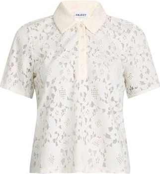 Object Polo manches courtes en dentelle fleurie