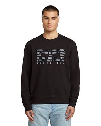 G-Star Text Graphic R SW Sweater, Noir (DK Black D27094-e209-6484), M Homme