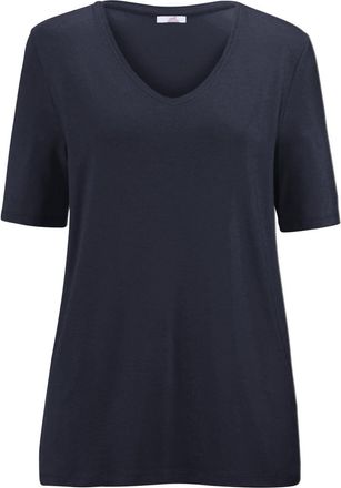 Emilia Lay Shirt gerundetem V-Ausschnitt Emilia Lay blau