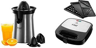 Russell Hobbs Presse Agrumes Electrique [Automatique: Jus de Fruit Frais Rapide] Classic (Inox Bross&eacute;, 2 Sens Rotation & Appareil Croque Monsieur [Multifonction 3en